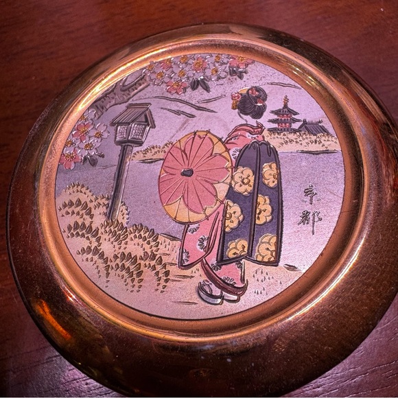 Accents | Art Of Chokin 24kt Gold Edged Keepsake Box Japan Geisha ...